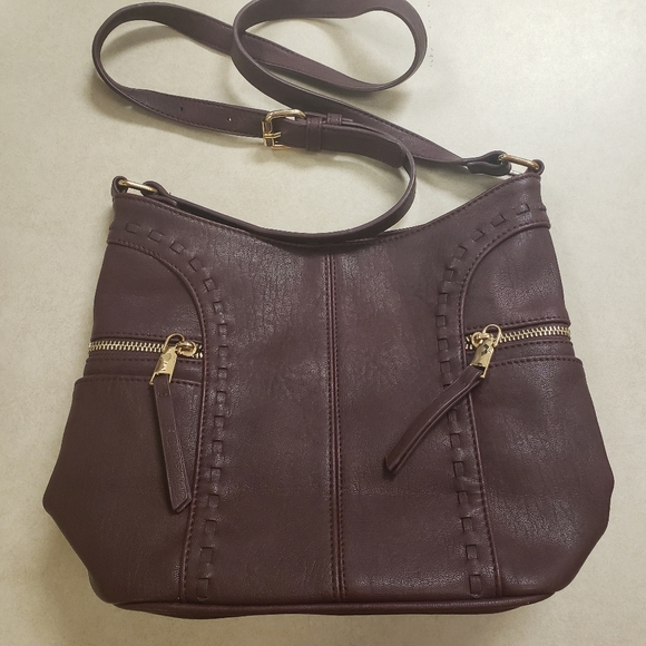 Sasha & Sofi | Bags | Sasha Sofi Wine Brown Soft Faux Leather With ...